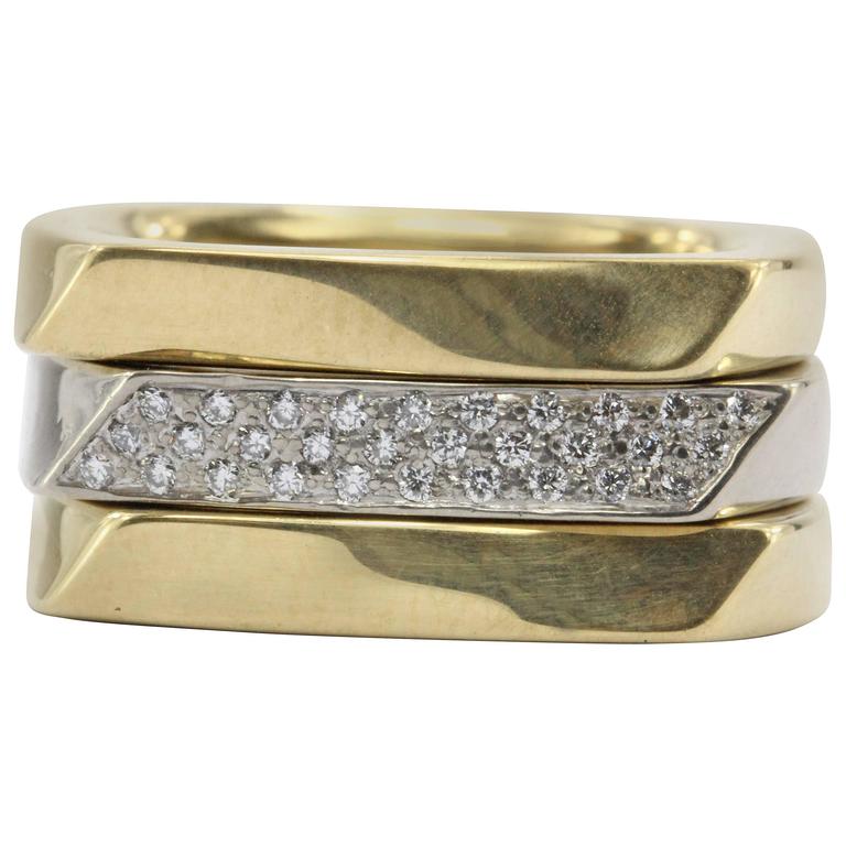 Tiffany and Co. Frank Gehry Set of 3 Two Color Gold Torque Band Rings ...