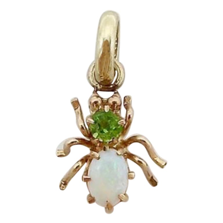 14k Victorian Ant Charm-Pendant with Opal and Peridot at 1stDibs