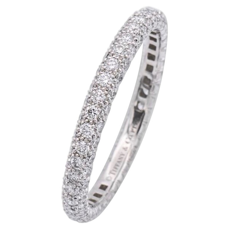 Tiffany and Co. Platinum Etoile 3 Row Small Micro Pave Diamond Small ...