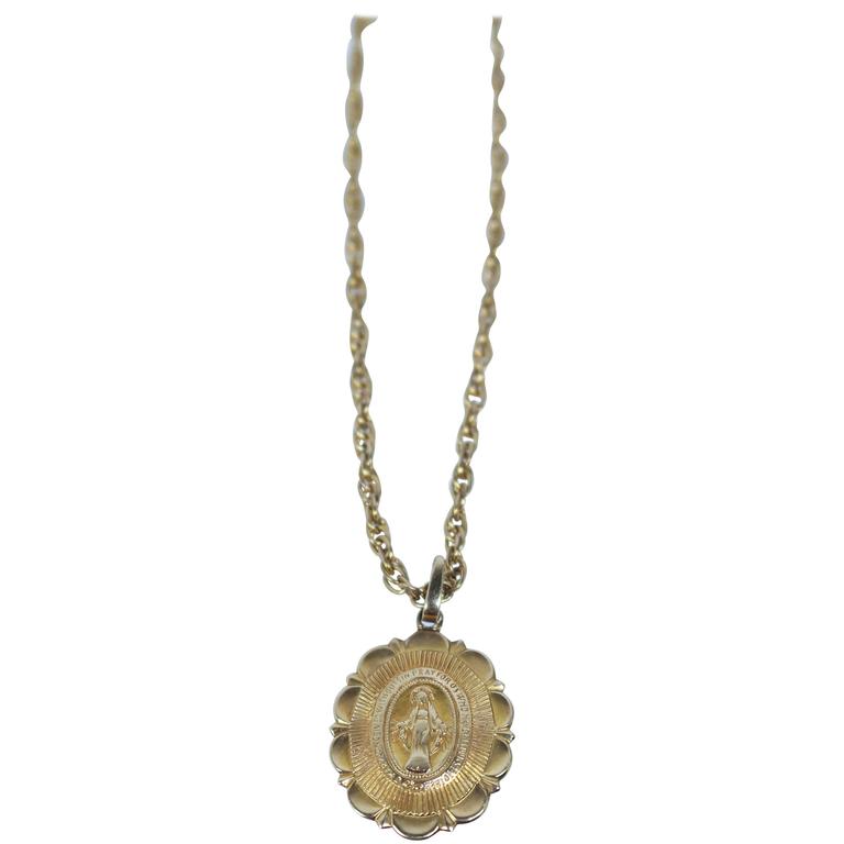 Gold Filled Virgin Mary Pendant and Necklace at 1stDibs | virgin mary ...