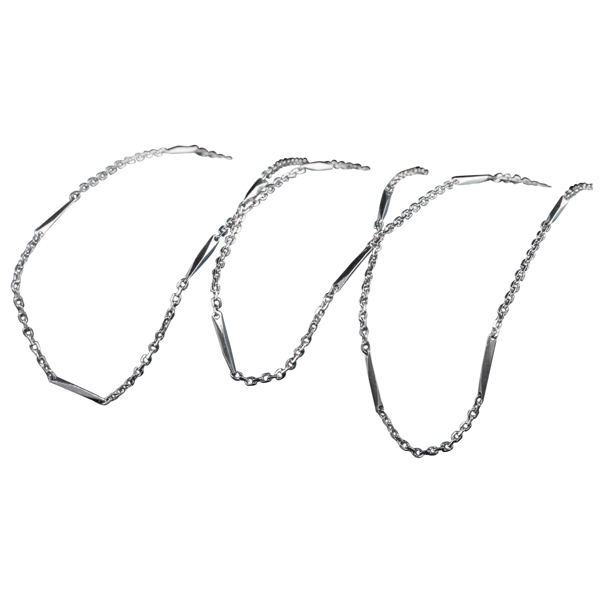 Vintage Estate Platinum Intricate Bar Link Chain Necklace, at 1stDibs