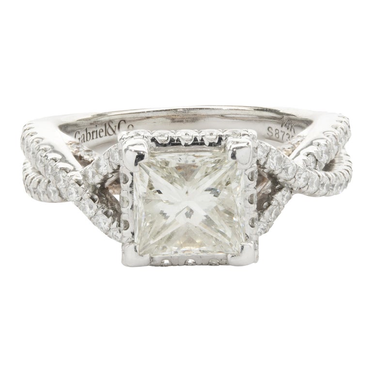 Gabriel and Co. 14 Karat White and Rose Gold Princess Cut Diamond ...