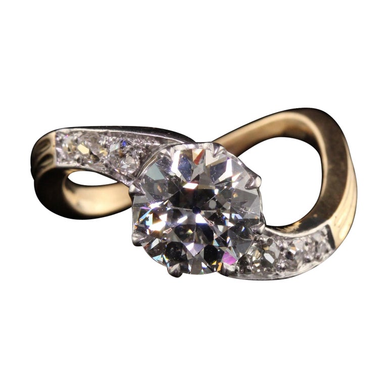 Antique Edwardian French 18K Yellow Gold Platinum Old European ...