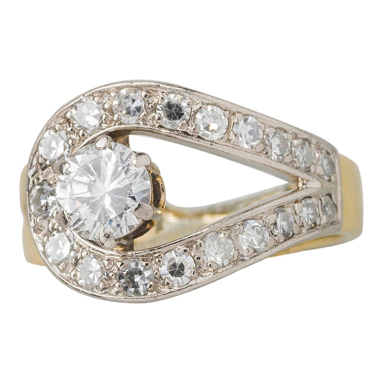 18 Carat Gold Hoop Ring with Diamonds For Sale at 1stDibs