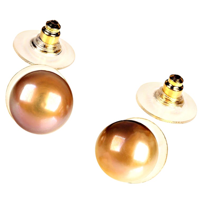AJD Iridescent Bronze Pearl Studs with 14K Posts Great Gift! For Sale ...