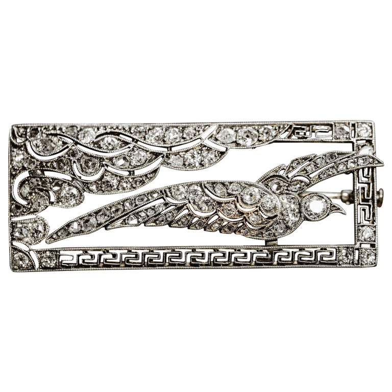 Antique Revival Diamond Bird Brooch, Neo Classic Unisex Diamond Bird ...