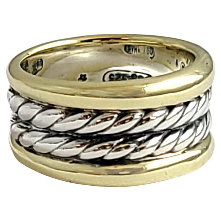 David Yurman Sterling Silver 14K Yellow Gold Double Row Origami Ring ...