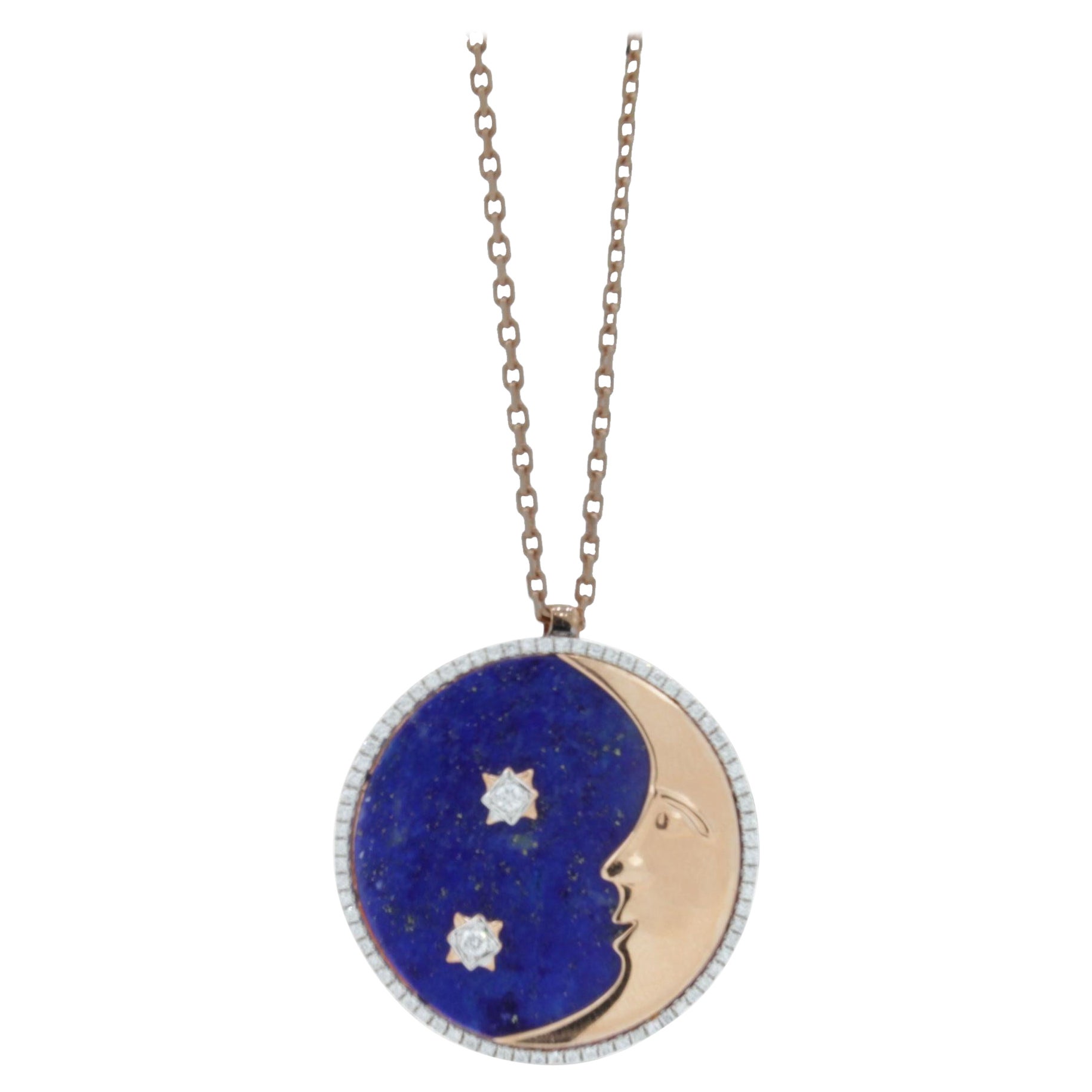 Diamond Lunar Moon Celestial Star Sky Gold Blue Lapis Lazuli Medallion ...