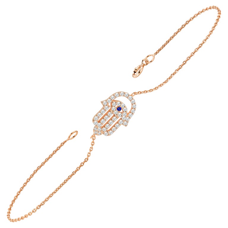 18K Gold Diamond Hamsa Hand Bracelet Hand of fatima diamond bracelet ...