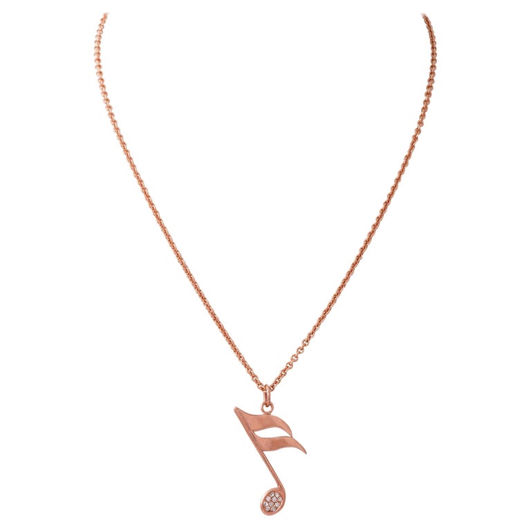 Pendant 'Sixteenth Note' with Diamonds Totaling Approx. 0.1 Ct For Sale ...