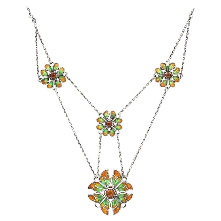 Liberty and Co Arts and Crafts Silver, Citrine and Enamel Necklace ...