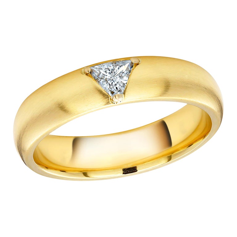 Triangle Shaped Diamond Bezel Set on 4.25 Millimeter Eighteen Karat ...