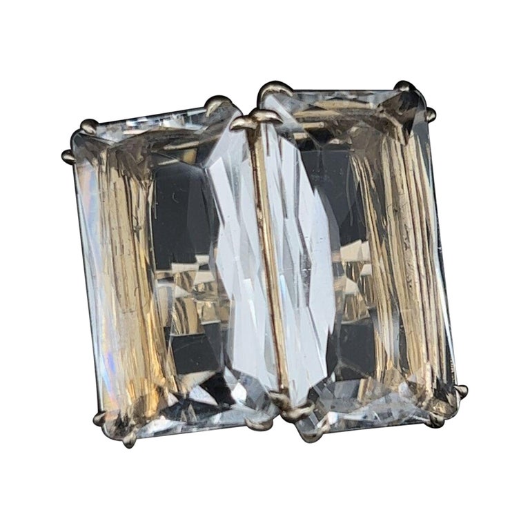 H. Stern Cobblestone 18k yellow Gold Rock Crystal and Diamonds Square ...