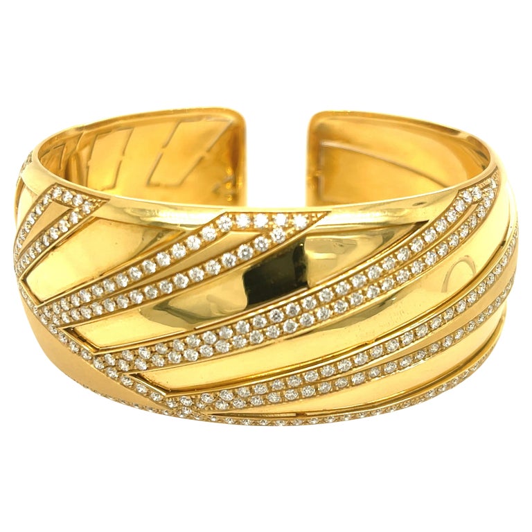 Miseno Wide Diamond Cuff Yellow Gold For Sale at 1stDibs