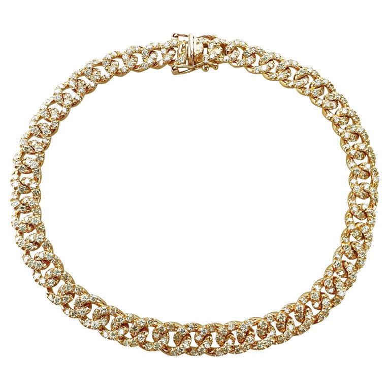 2 31 Carat 18kt Yellow Gold Unisex Groumette Tennis Bracelet For Sale