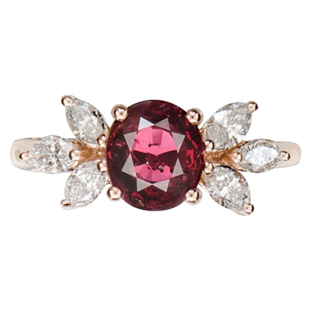 GIA Certified 1.5ct Natural Ruby No Heat 14K Rose Gold Ring For Sale at ...