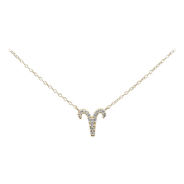 18k Solid Gold Diamond Necklace Aries Zodiac Sign Zodiac Jewellery Gift ...