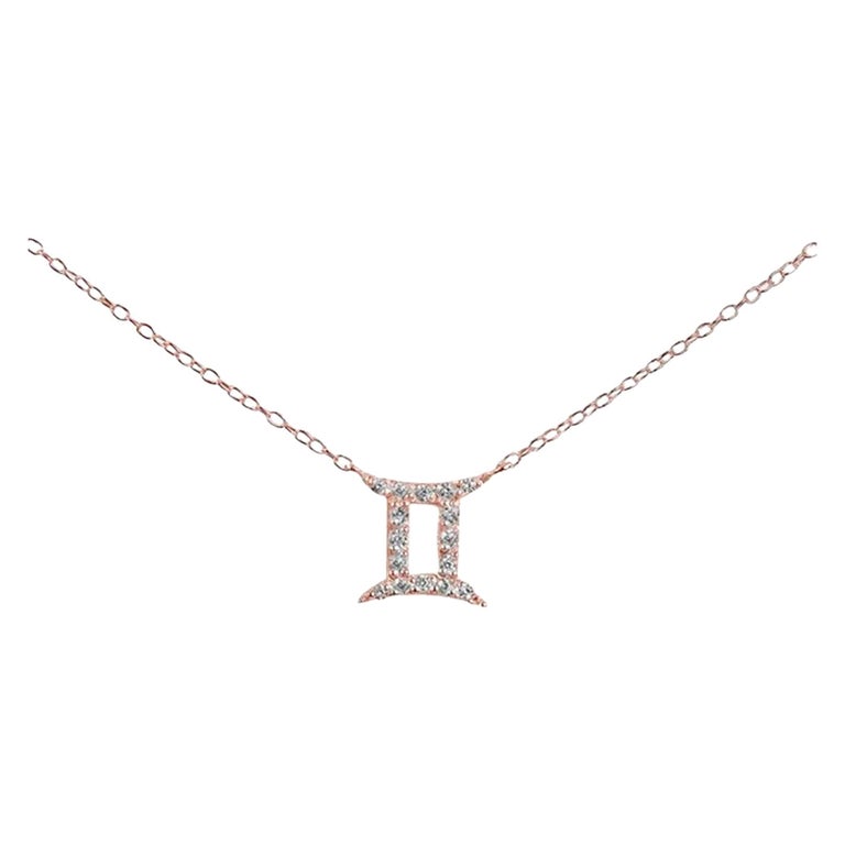 18k Gold Diamond Necklace Gemini Zodiac Sign Birth Sign Necklace For ...