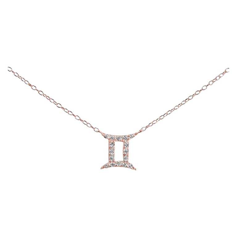 14k Gold Diamond Necklace Gemini Zodiac Sign Birth Sign Necklace For ...