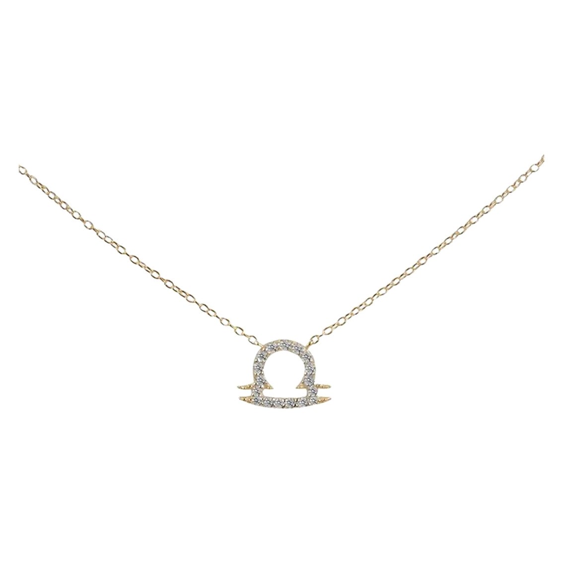 14k Solid Gold Diamond Necklace Aquarius Zodiac Sign Birth Sign ...