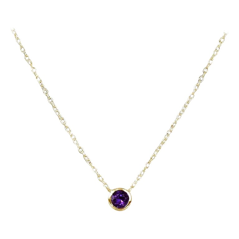10k Gold 4 mm Solitaire Gemstone Necklace Birthstone Necklace Gemstone ...