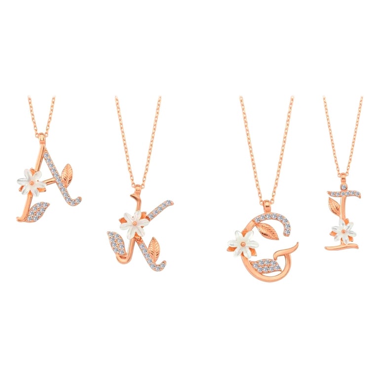 14k Solid Gold Letter Pendant Necklace, A-Z Alphabet Charms, Initial ...