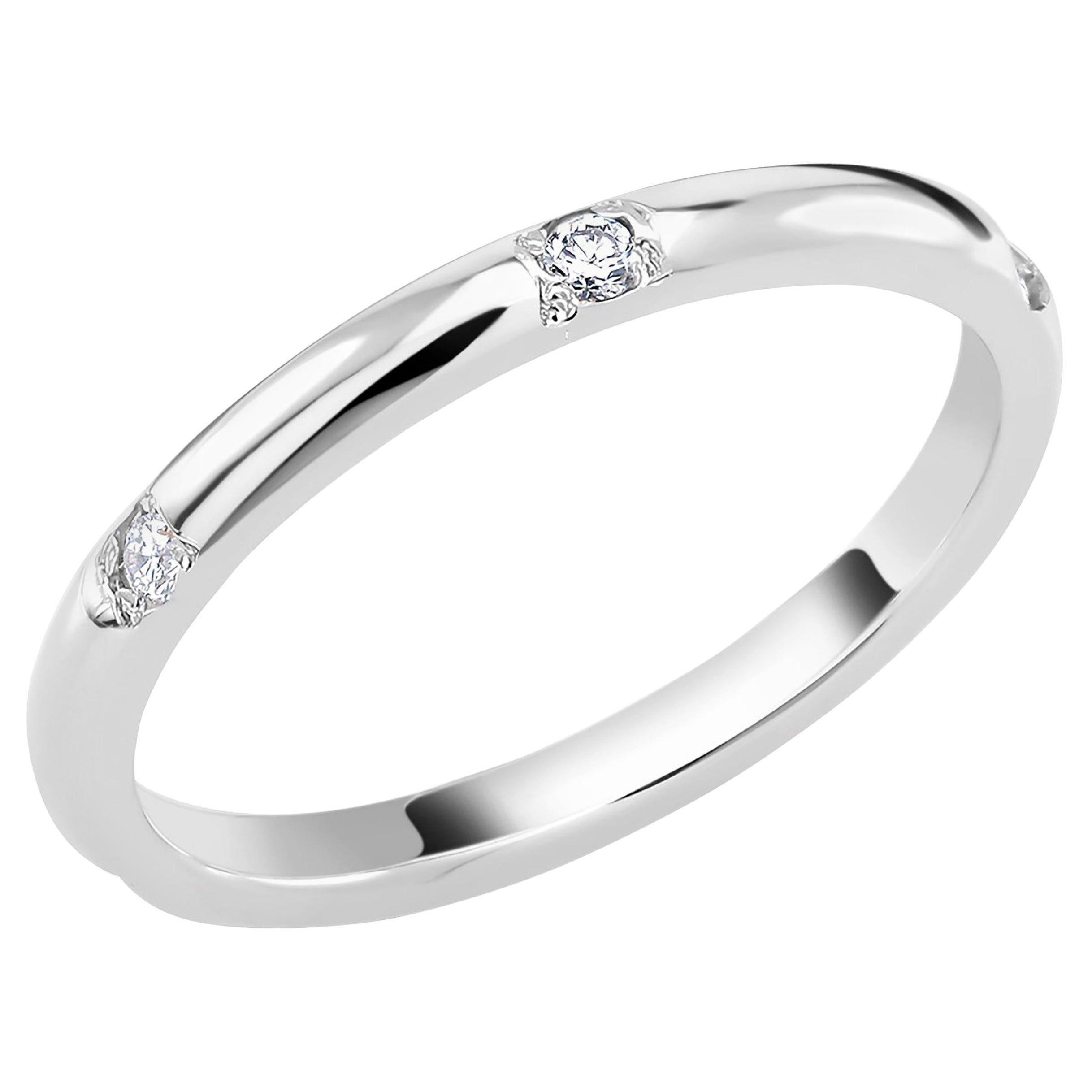 14 Karat White Gold Burnish Set Diamond Eternity Ring at 1stDibs ...