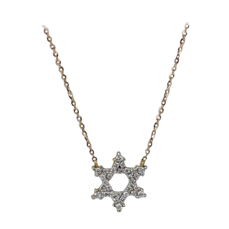 18k Gold Star of David Diamond Necklace Religious Star Diamond Jewish ...