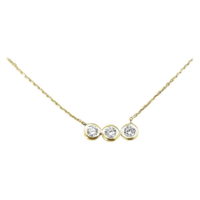 18k Gold Diamond Bezel Necklace Diamond Bar Necklace Layered Jewelry ...