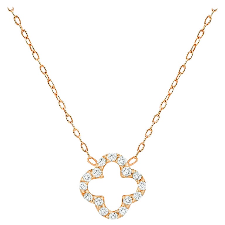 18k Gold Diamond Clover Necklace Minimalist Lucky Clover Necklace For ...