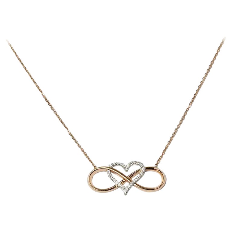14k Gold Infinity Heart Necklace Diamond Heart Necklace Valentine ...