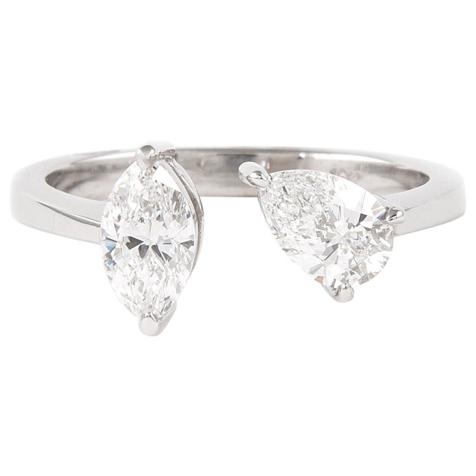 Alexander 0.91ct Pear and Marques Diamond Toi Et Moi Ring 18k White ...