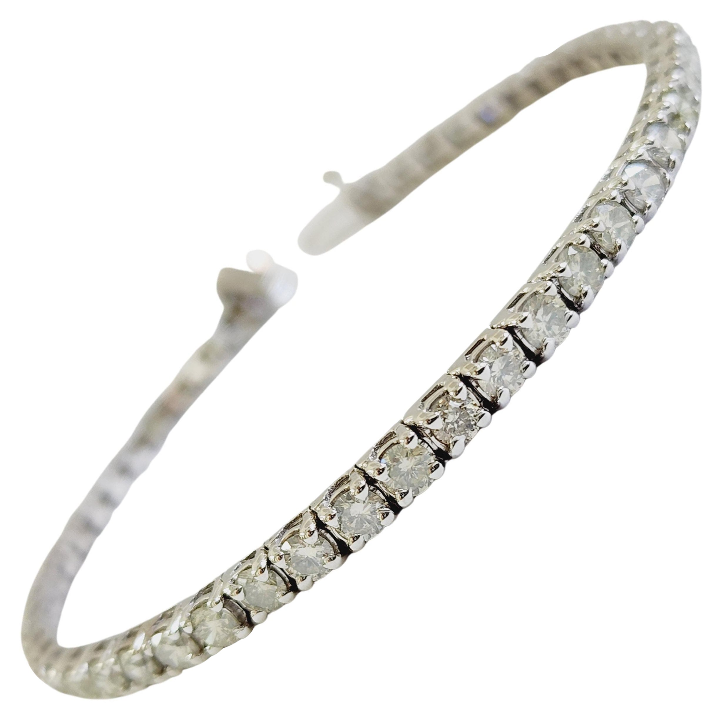 4 Carat Round Brilliant Natural Diamond Tennis Bracelet 14 Karat Yellow