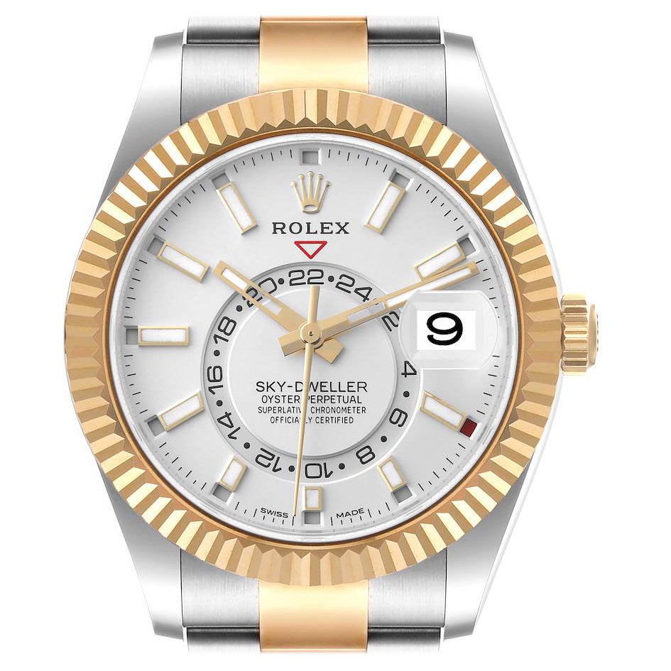 Rolex Sky Dweller Or Jaune Acier Cadran Blanc Montre Homme 326933 Non ...