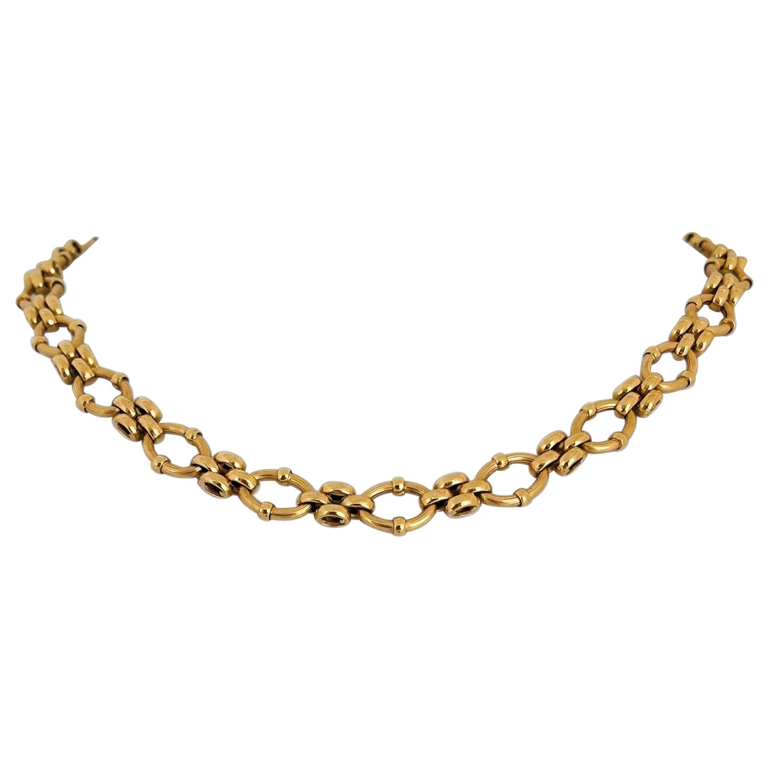 19 Karat Portuguese Yellow Gold Long Thin Rolo Cable Link Chain ...