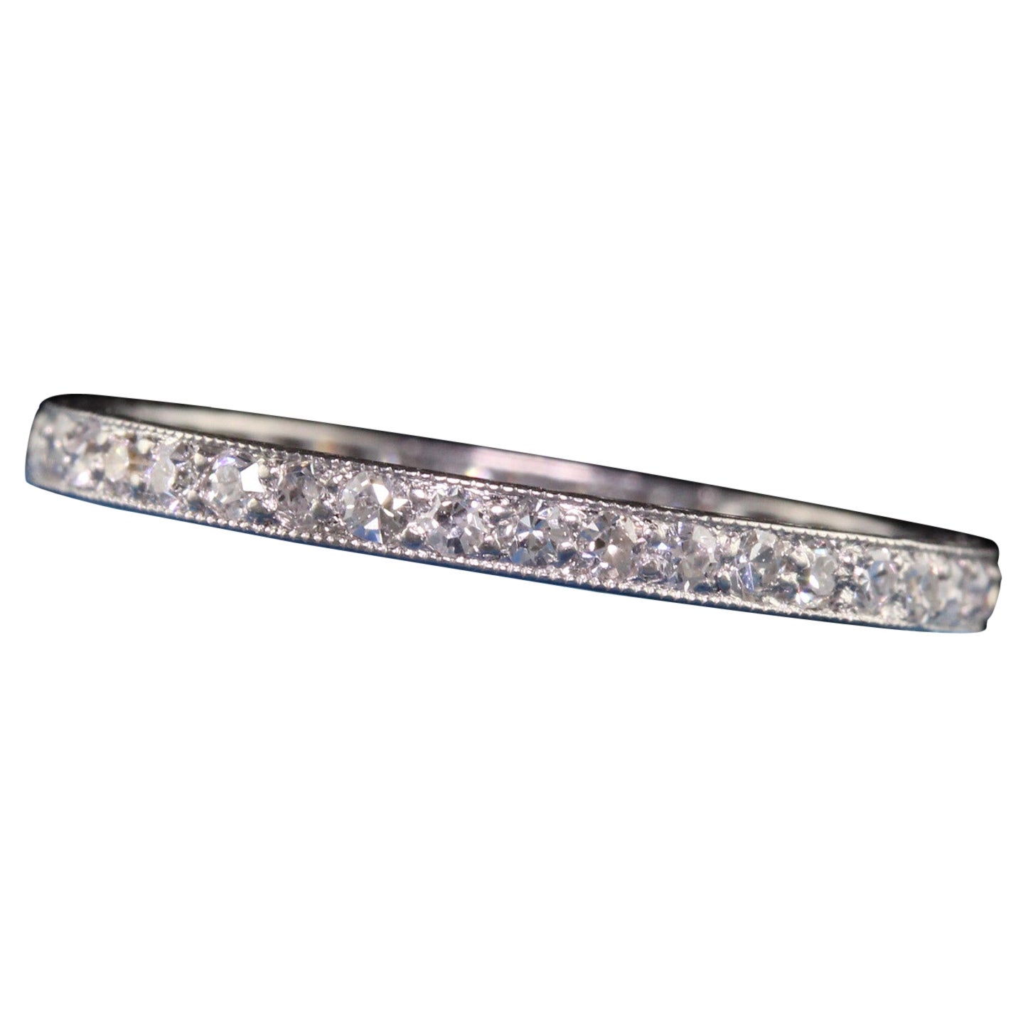 Antique Art Deco Platinum Single Cut Diamond Engraved Eternity Band at ...