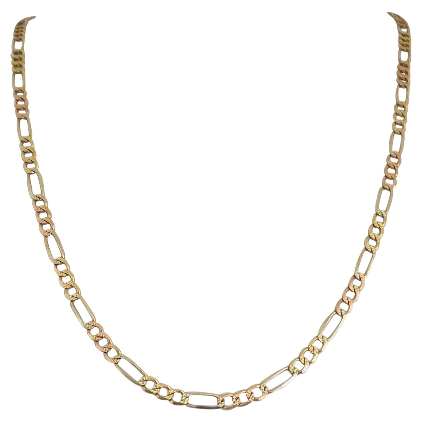 18 Karat Yellow White and Rose Gold Tri Tone Ball Bead Necklace Italy ...