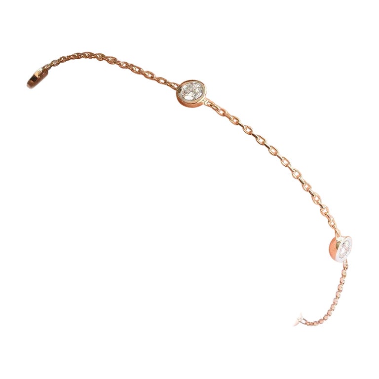 14k Gold Five Diamonds Bracelet Diamond Solitaire Bracelet For Sale at ...