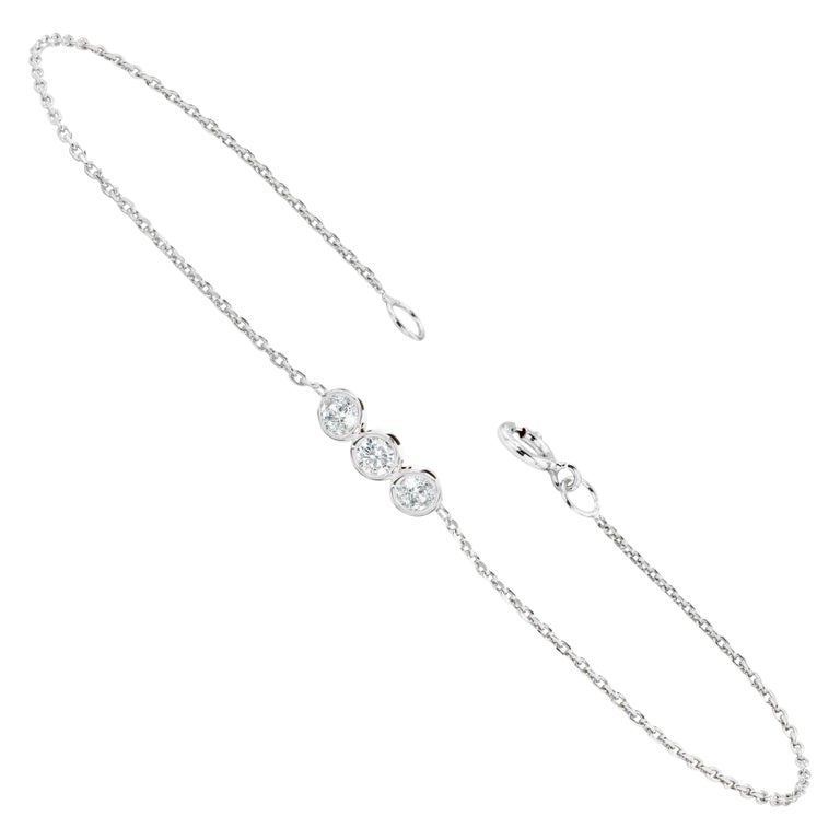 18k Rose Gold Diamond Trio Bracelet Bezel Set Diamond Dainty Bracelet ...