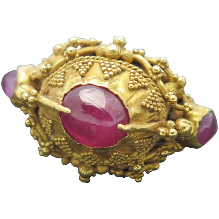 Balinese Ruby Gold Ring For Sale at 1stDibs | bali gold rings, balinese ...