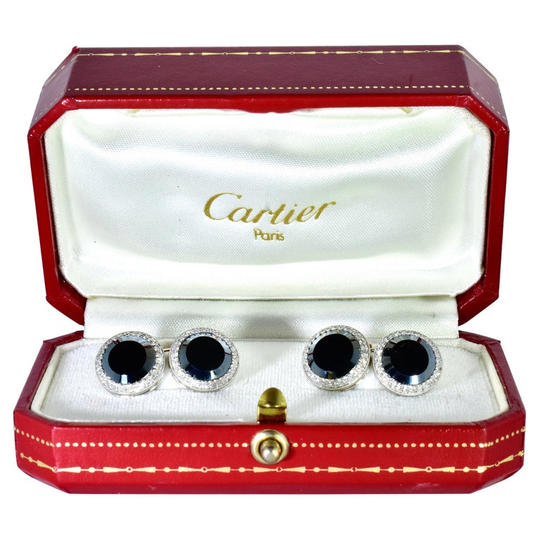Cartier Art Deco Diamond and Onyx Cufflinks, C. 1920 For Sale at 1stDibs