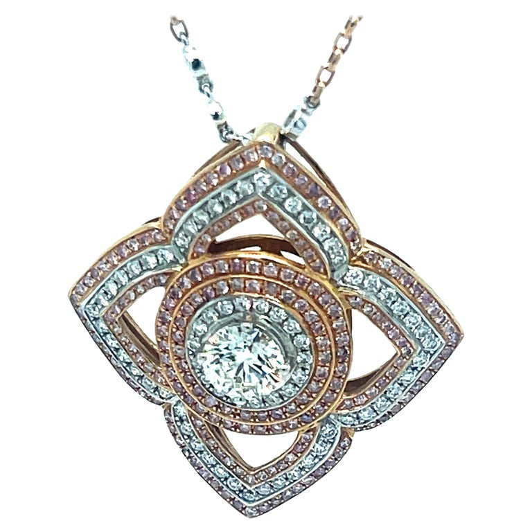 Danuta Not Enhanced Fancy Pink Diamond Necklace Detachable Chain Rose ...