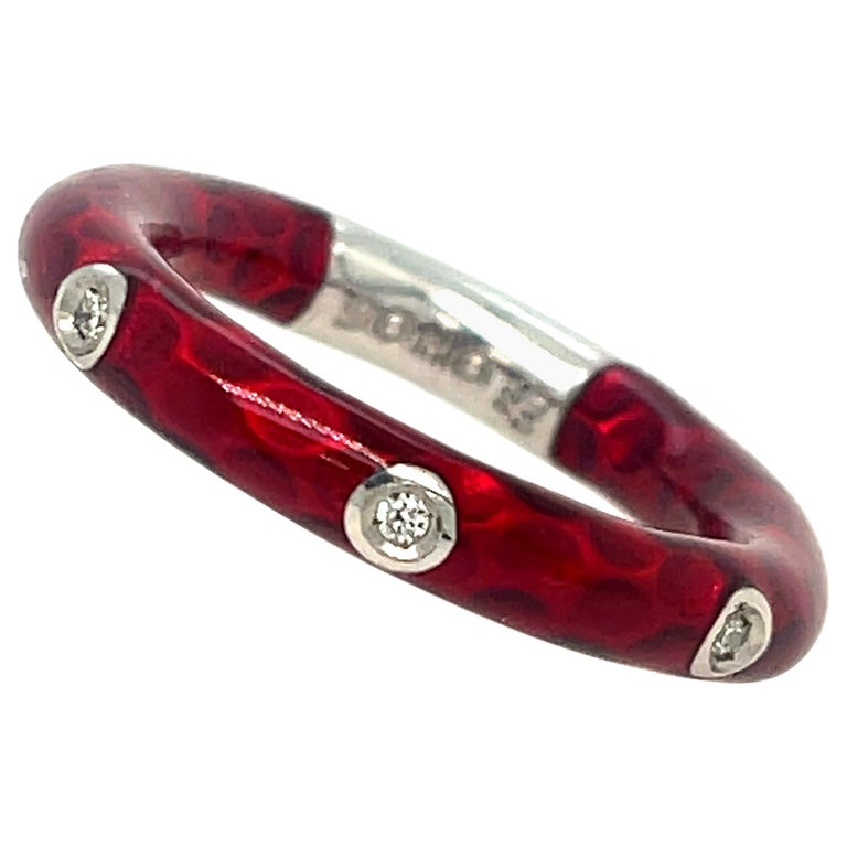 Soho Sterling Silver and Enamel Diamond Ring For Sale at 1stDibs