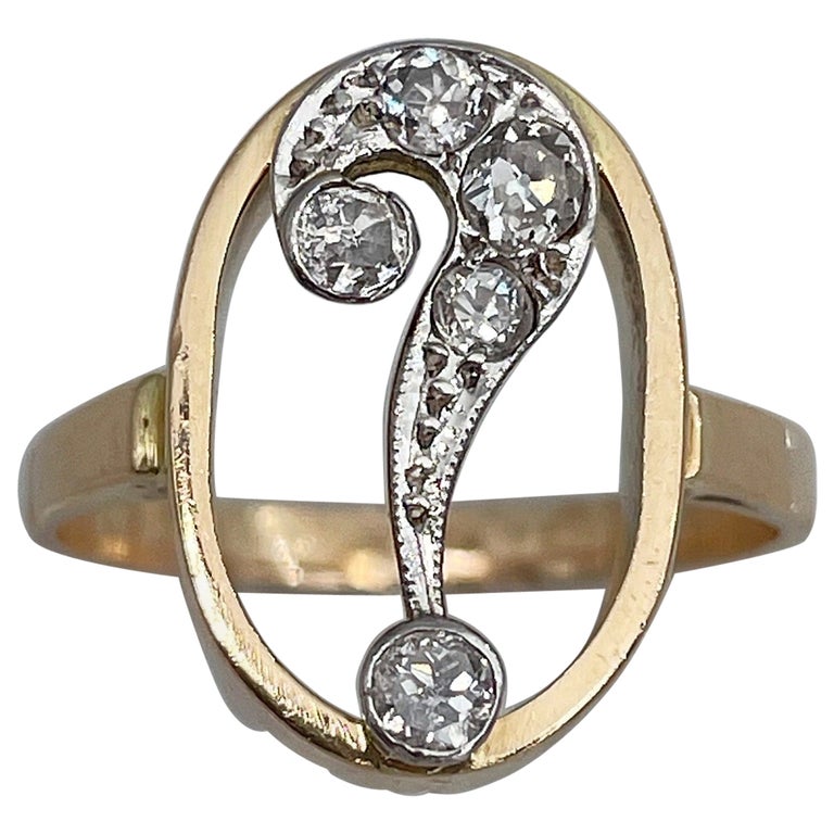 Victorian 18 Karat Gold Old Mine Cut Diamond Question Mark Ring For Sale at 1stDibs