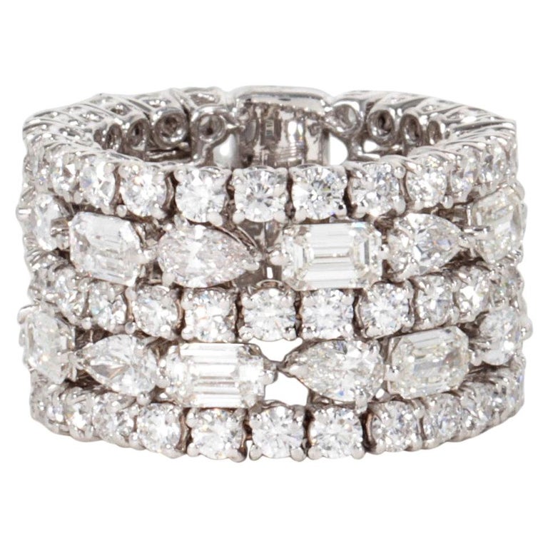 Unique Multi-Shape Wide Diamond Band Ring at 1stDibs | multi shape ...