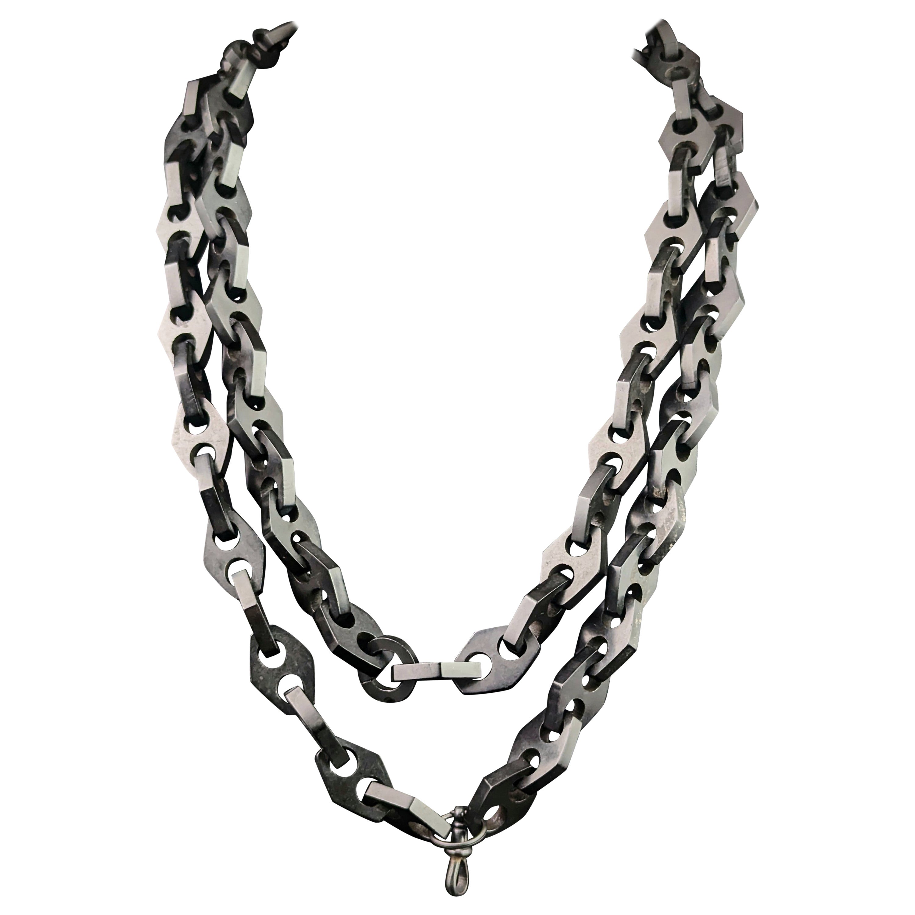 Antique Victorian Vulcanite Longuard Chain Necklace at 1stDibs