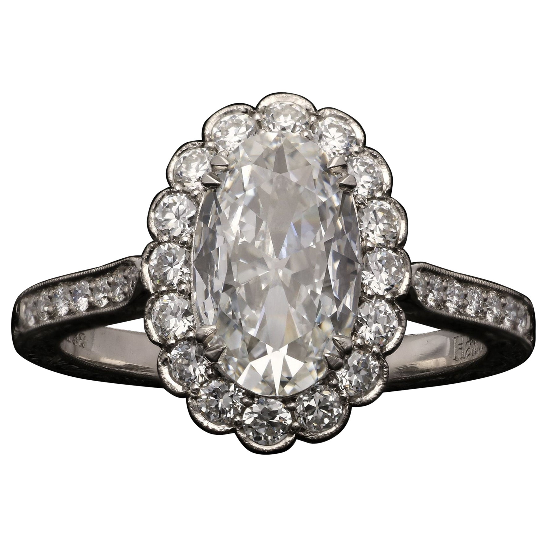 Garrard '1735' Platinum GIA Oval White Diamond with Pink Diamond ...