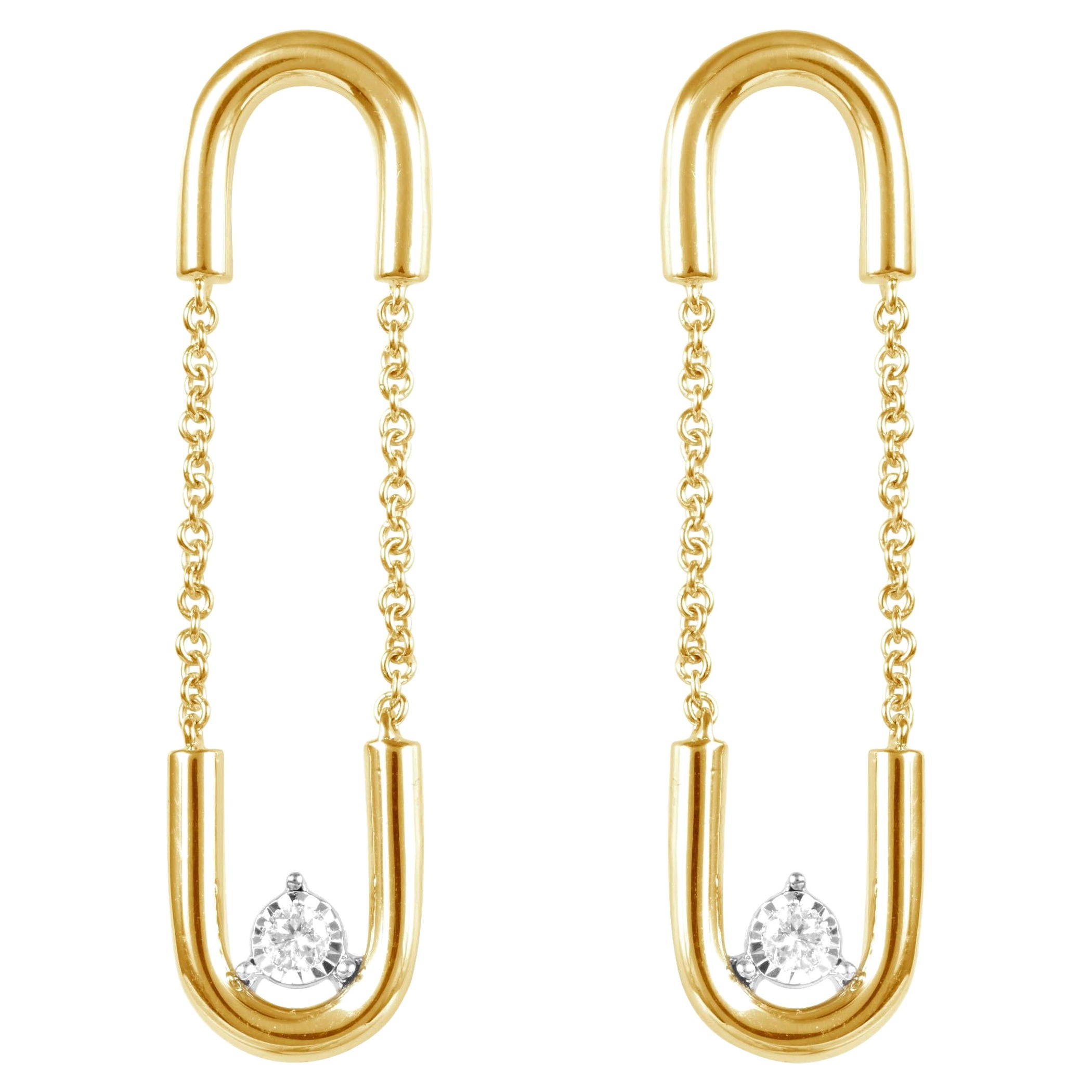 Yellow Gold Paperclip Earrings For Sale at 1stDibs