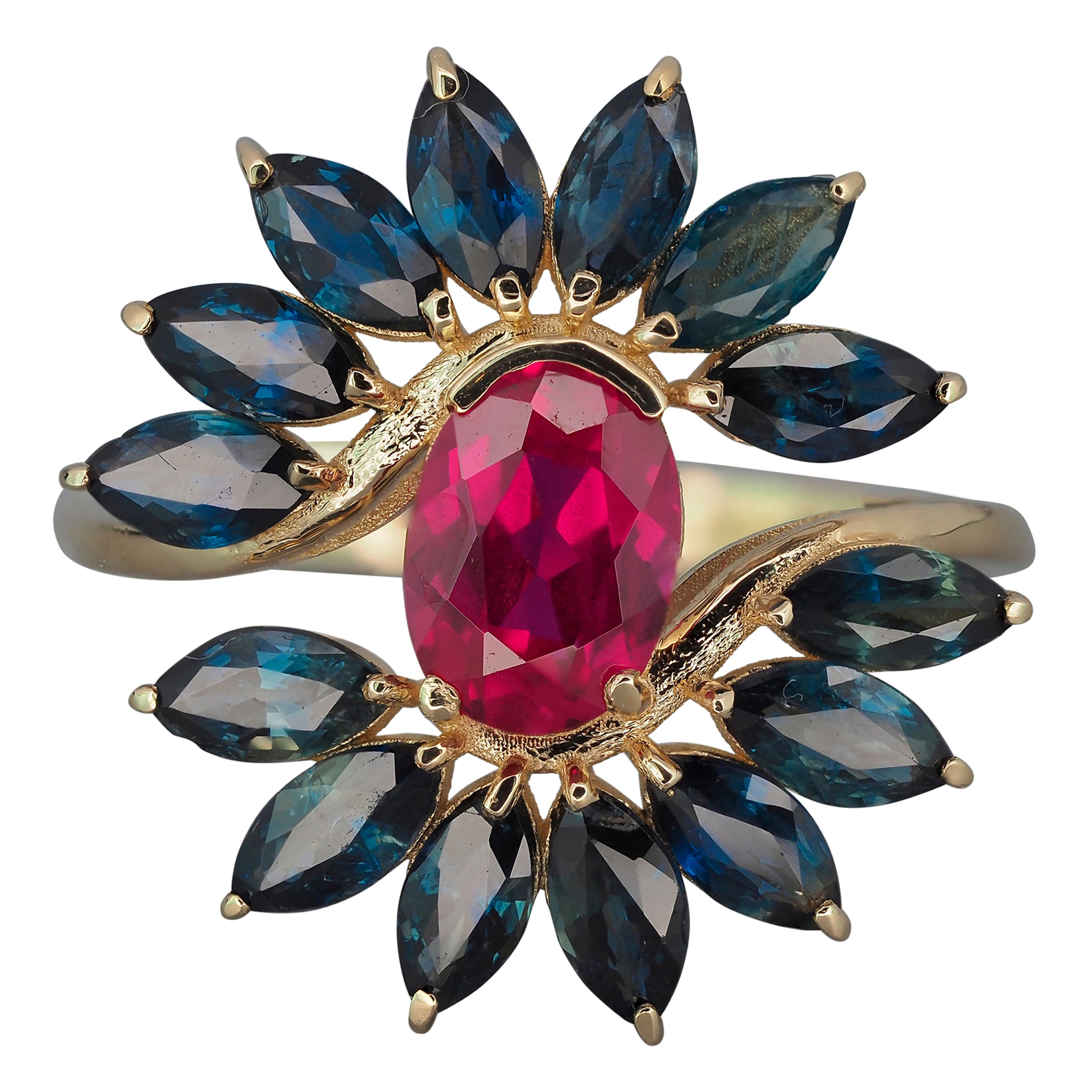 Gold and Ruby Panther Ring at 1stDibs