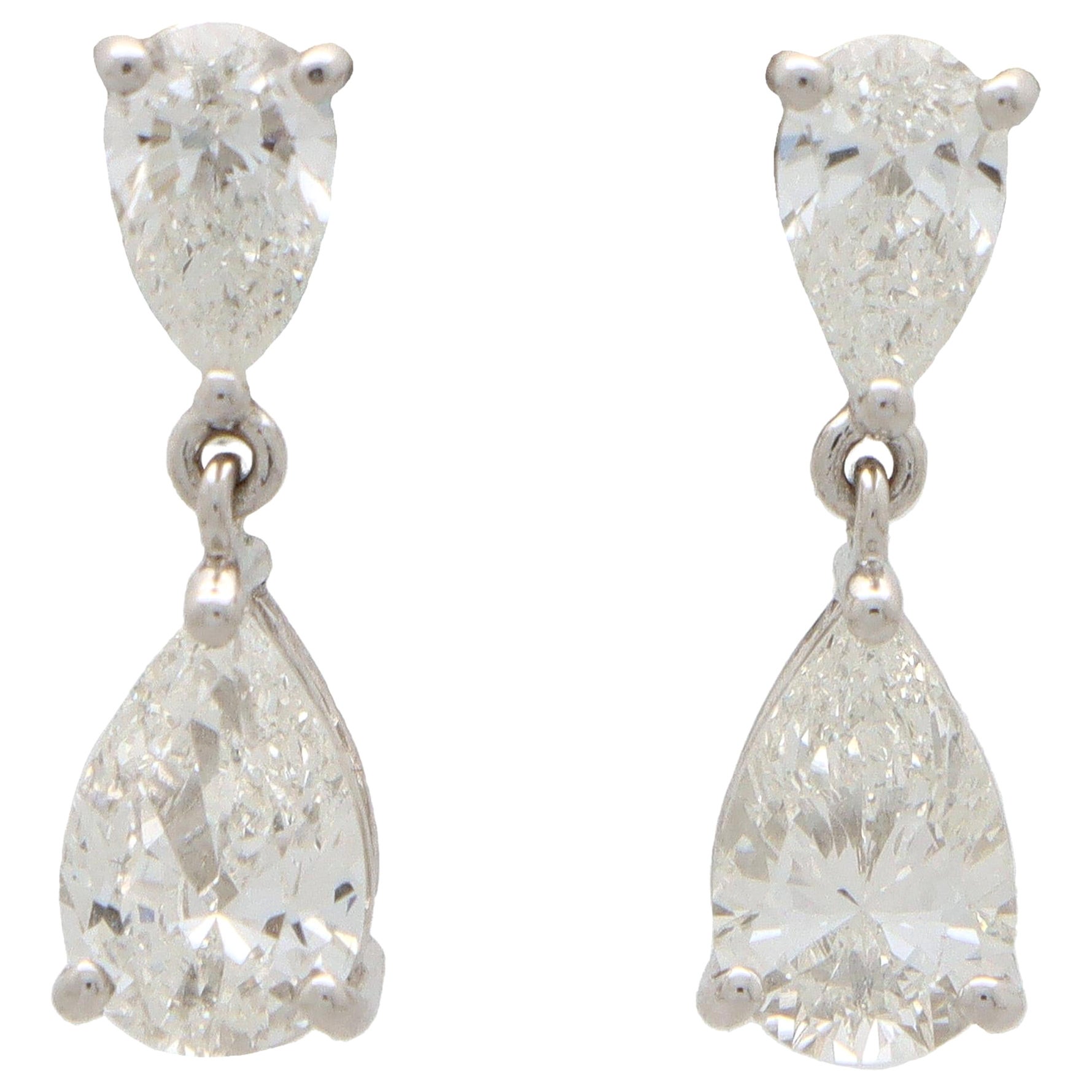 Pear Cut Diamond Removable Drop Earrings at 1stDibs